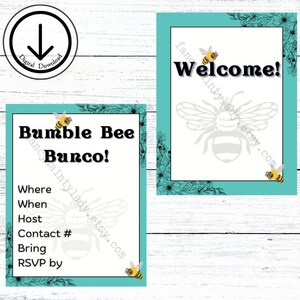 Bee Bunco, Bunco Cards, Bunco Score Sheet, Bunco Score Card, Bunco ...
