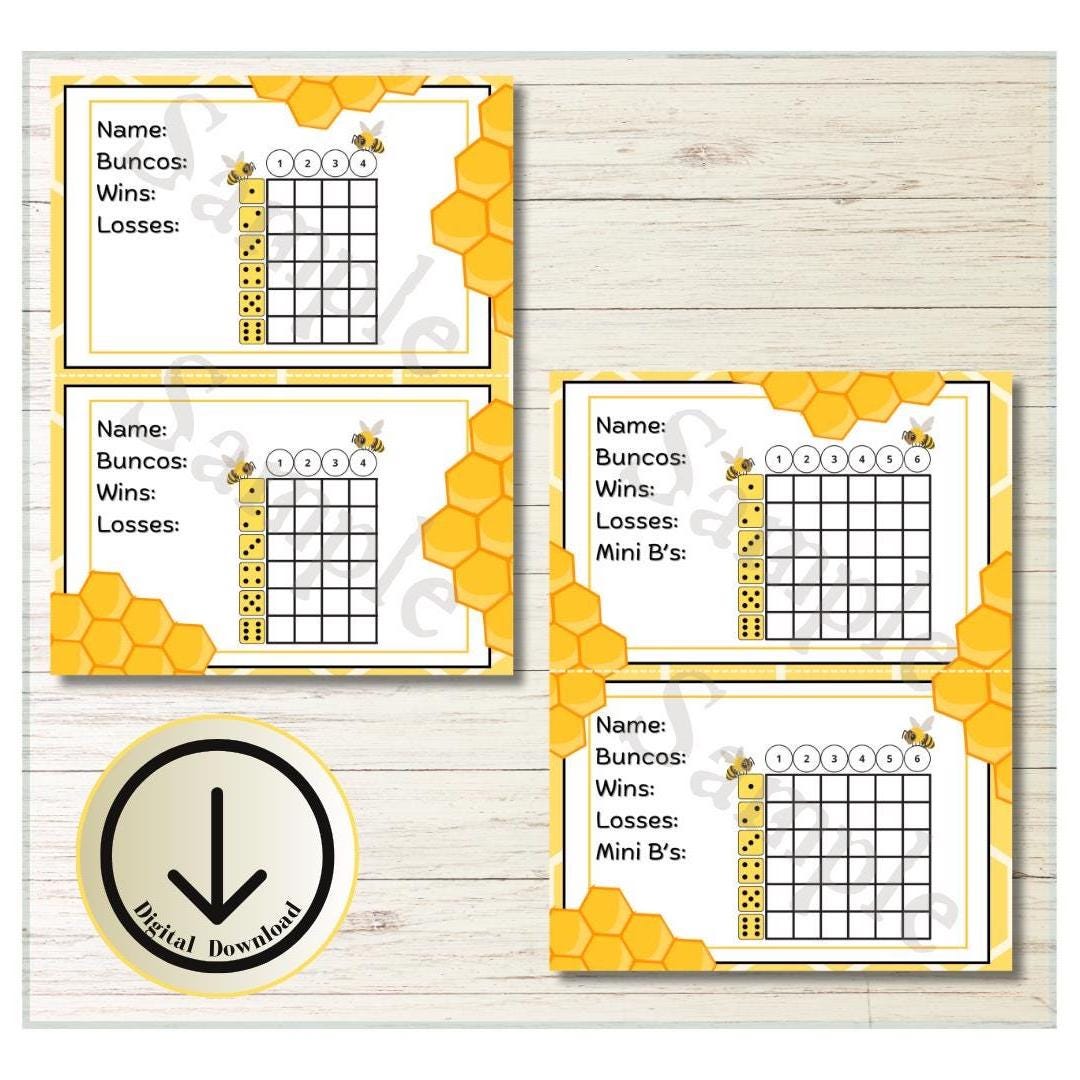Bunco Score Sheet, Bunco Score Card, Bunco Digital, Bunco Download ...