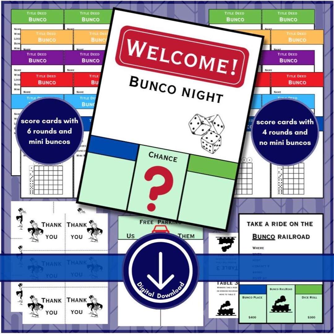 Bunco Score Cards, Bunco Score Sheet, Bunco Digital, Bunco Themes, Bunco Bundle, Printable Bunco ...