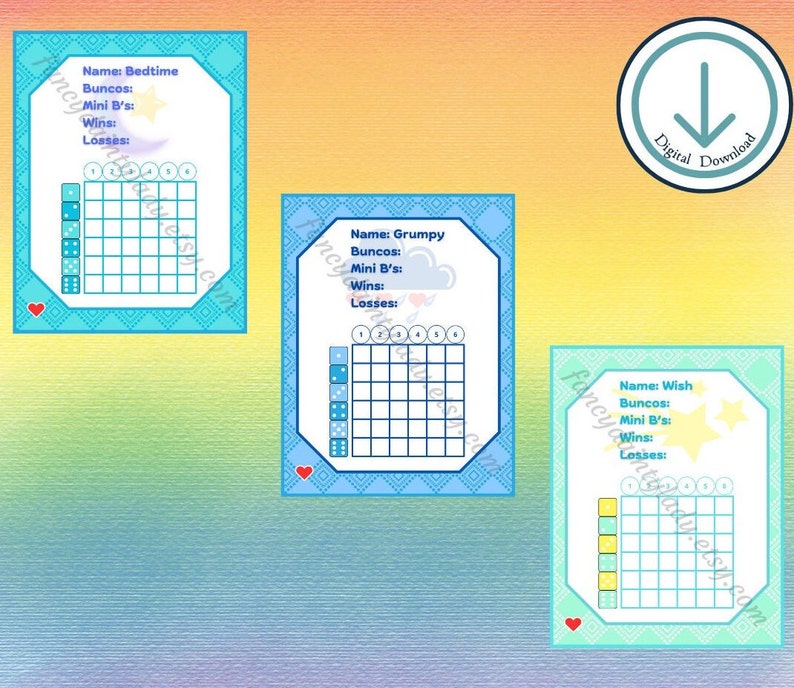 80’s Bunco, Bunco Cards, Bunco Score Sheet, Bunco Score Card, Bunco ...