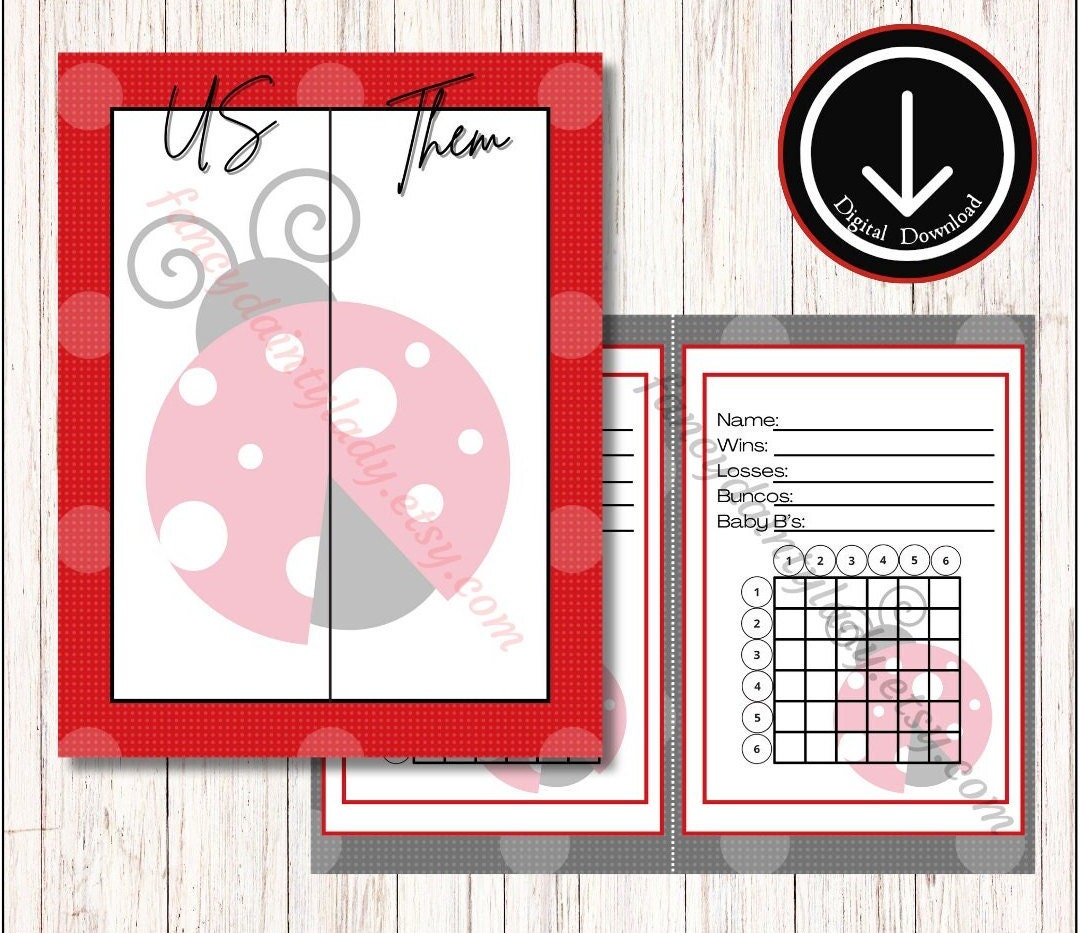 Ladybug Bunco, Bunco Cards, Bunco Score Sheet, Bunco Score Card, Bunco ...