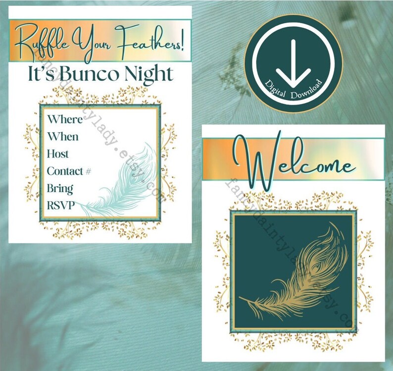 Bunco & Feathers, Bunco Cards, Bunco Score Sheet, Bunco Score Card ...