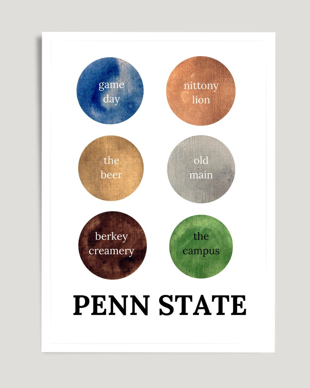 Penn State Color Palette Art Print Unique University Decor, Modern ...