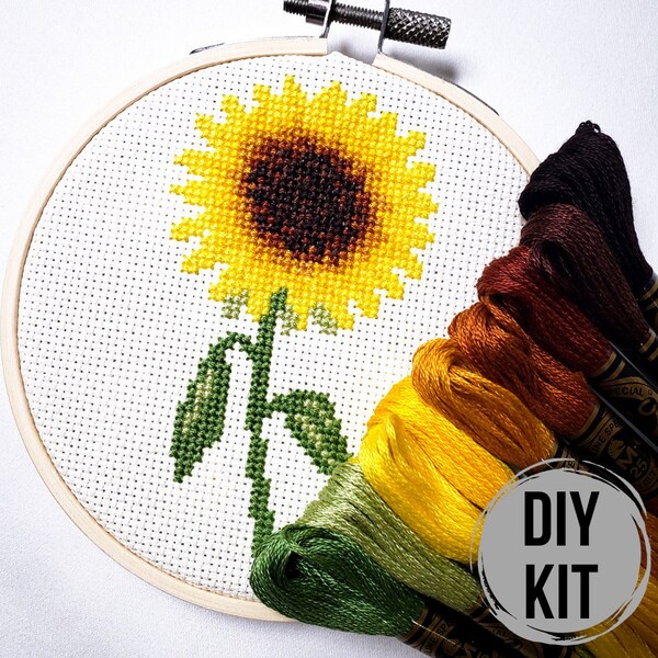 Sunflower Cross Stitch Kit - Etsy
