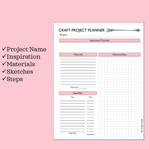 Craft Project Planning Template - Etsy
