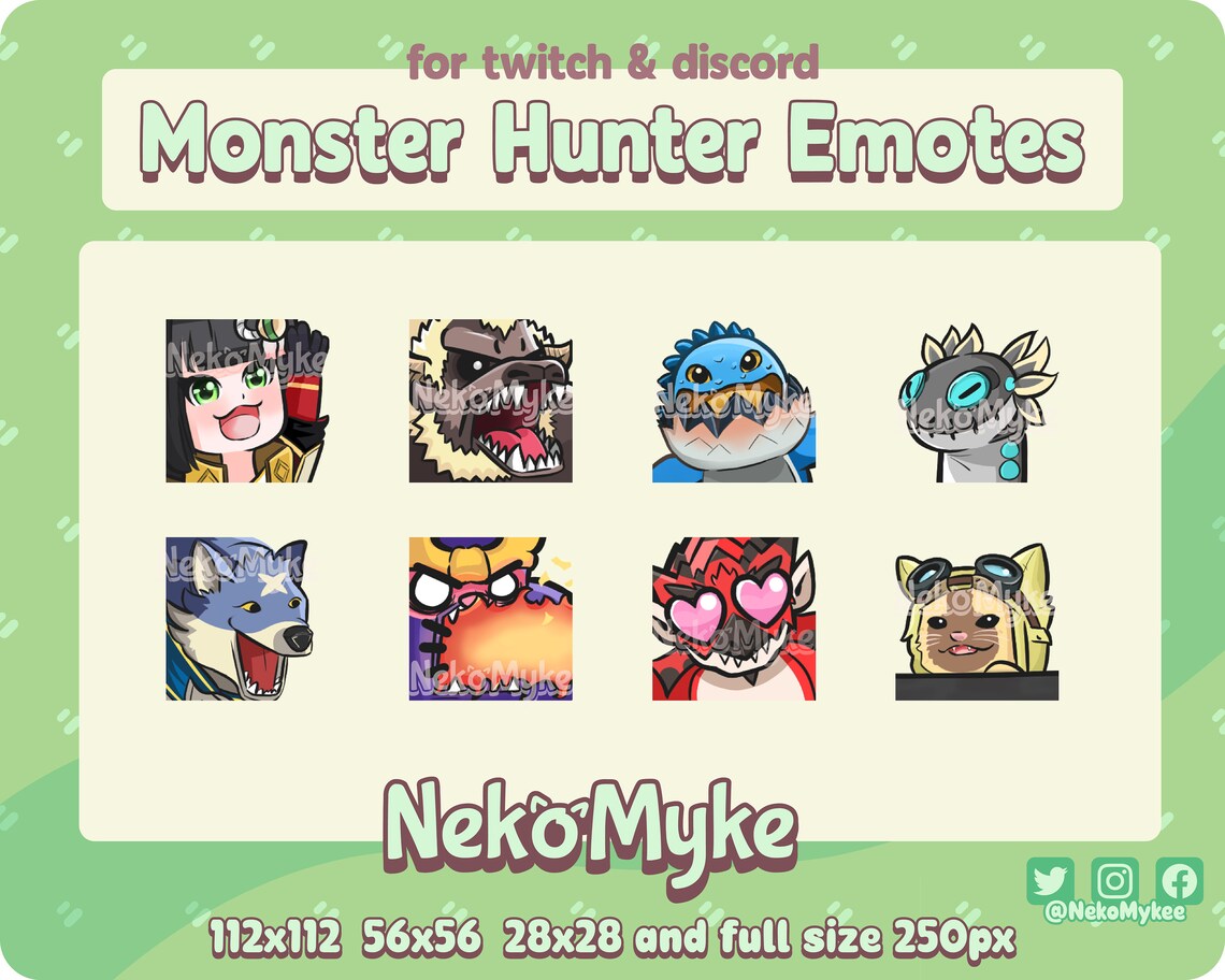 Cute Fantasy Hunter Monster Hunter Inspired Emotes Pack for Twitch and ...