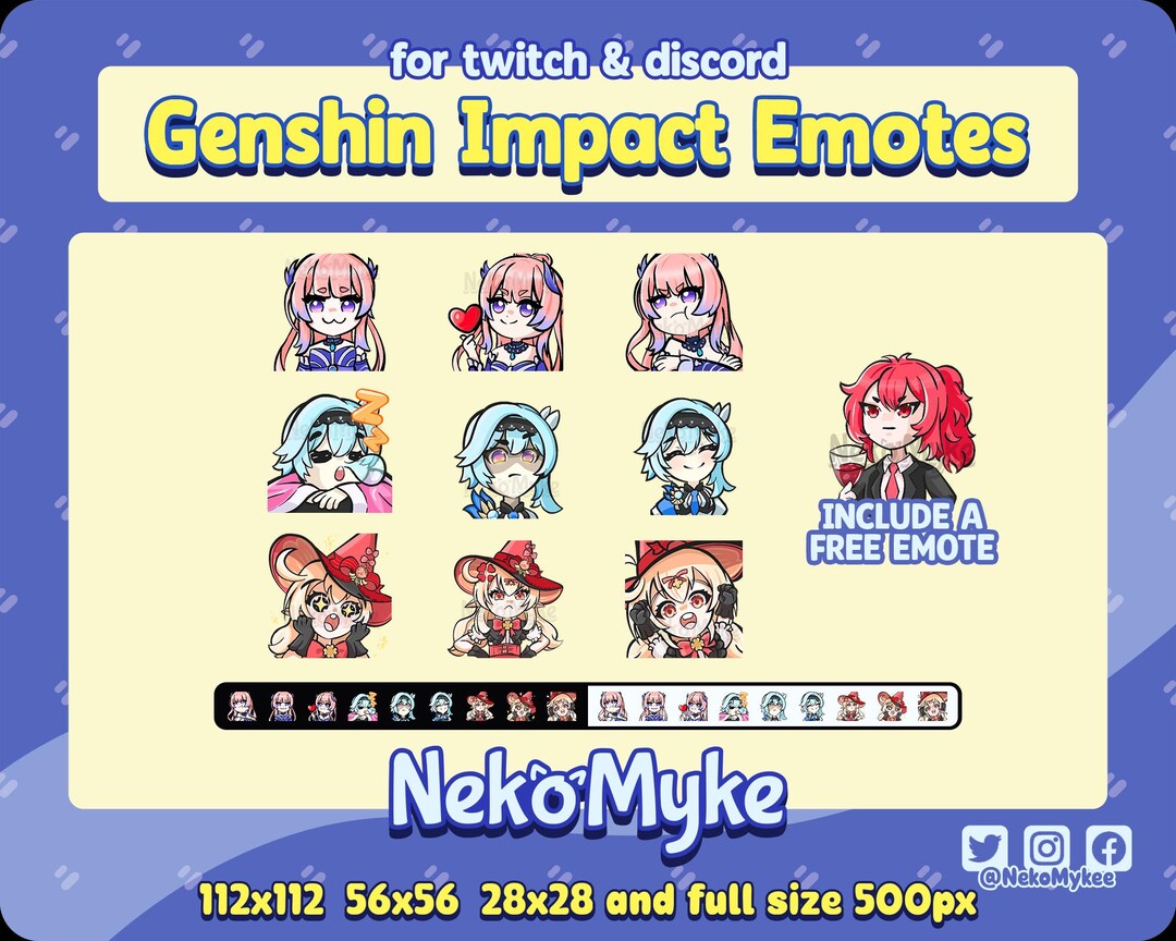 Genshin Impact Twitch & Disc Emotes Kokomi Klee and Eula Emotes for Sub ...