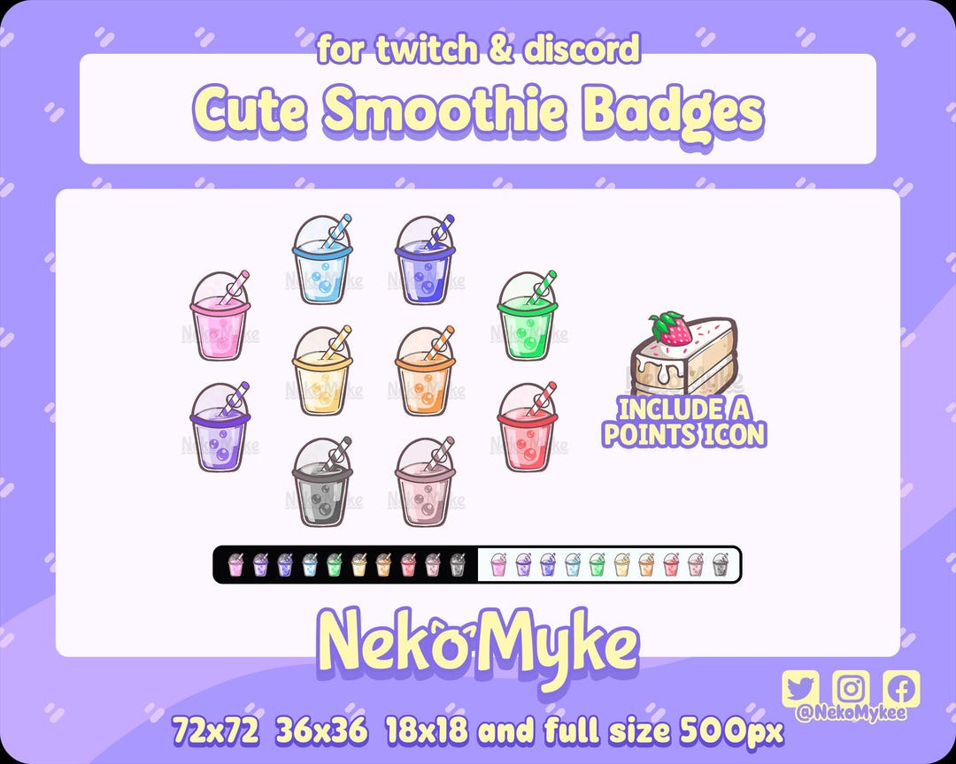 Cute Smoothie Twitch Kick Sub Badges Smoothie Emblems for Sub Emotes ...