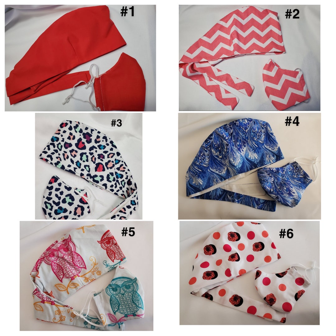 Scrub Cap and Matching Mask - Etsy