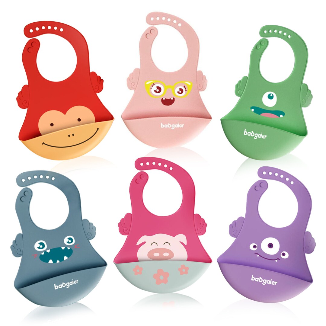 Soft Adjustable Silicone Baby Bibs With Food Catcher - Etsy