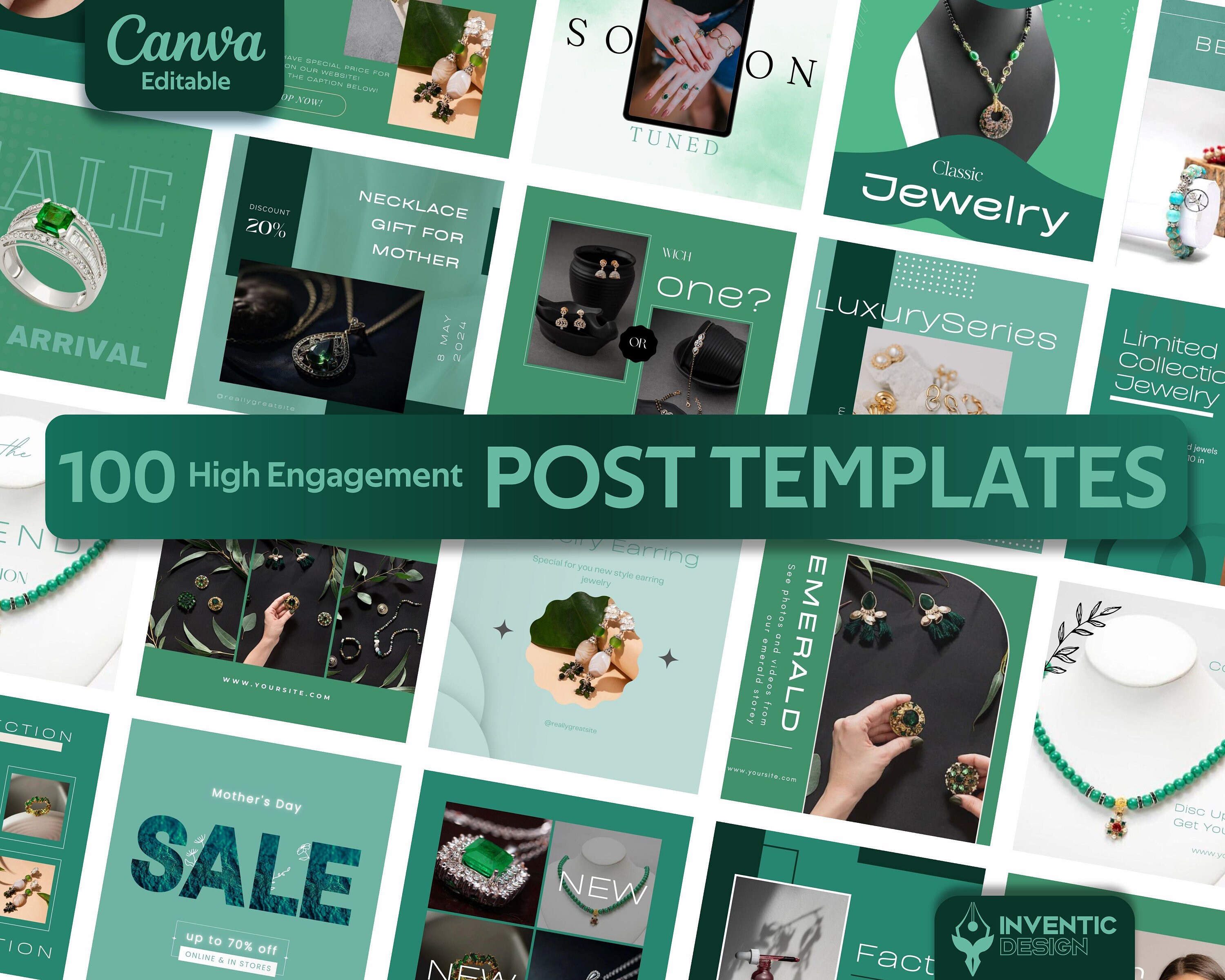 Jewellery & Diamond Emerald Green Theme Social Media Posts Instagram ...