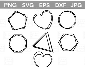 Double Frame Svg,square Frame Bundle,double Border,rectangle,circle ...
