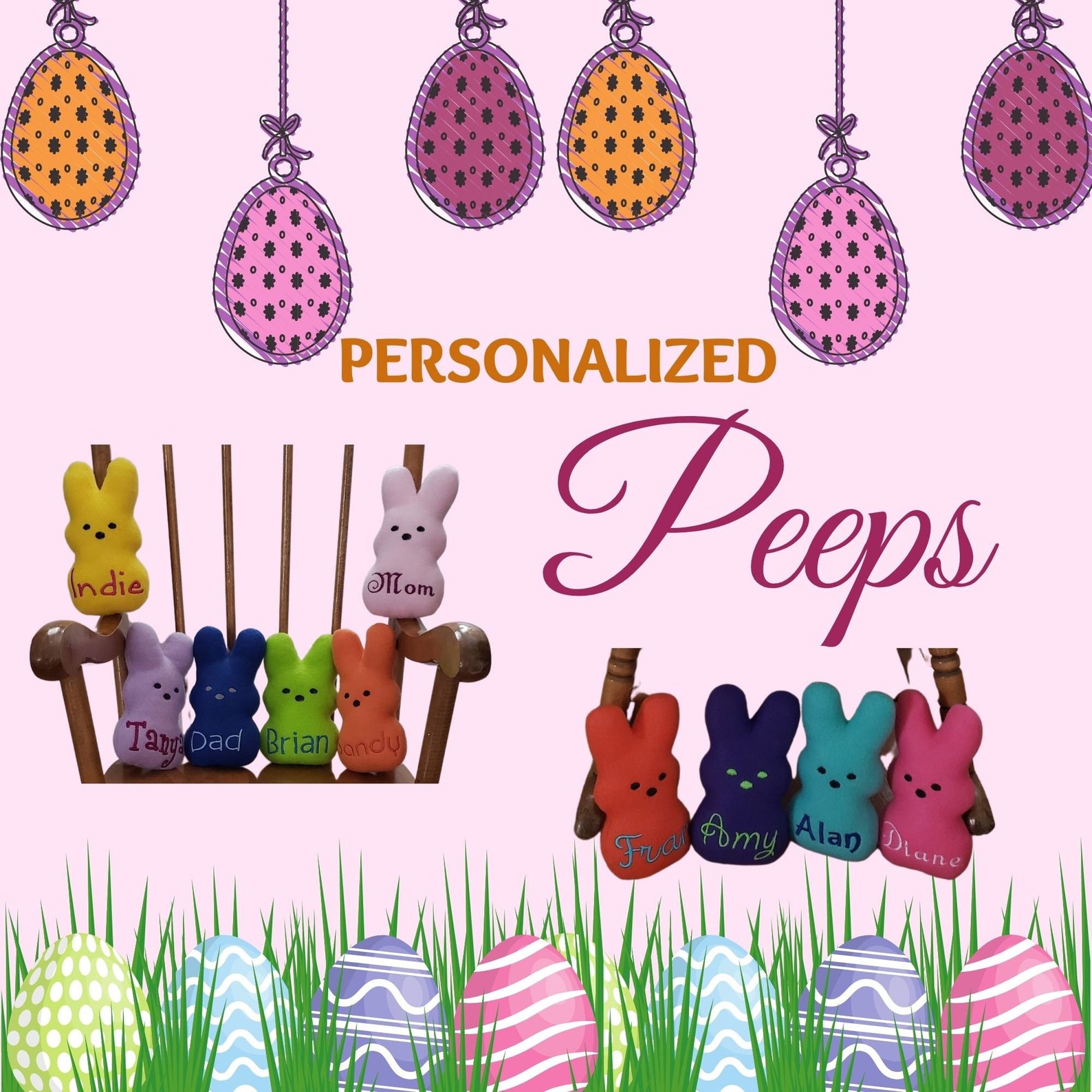 Personalized Easter Bunny Peeps, Plush Easter Basket Stuffer for Kids ...