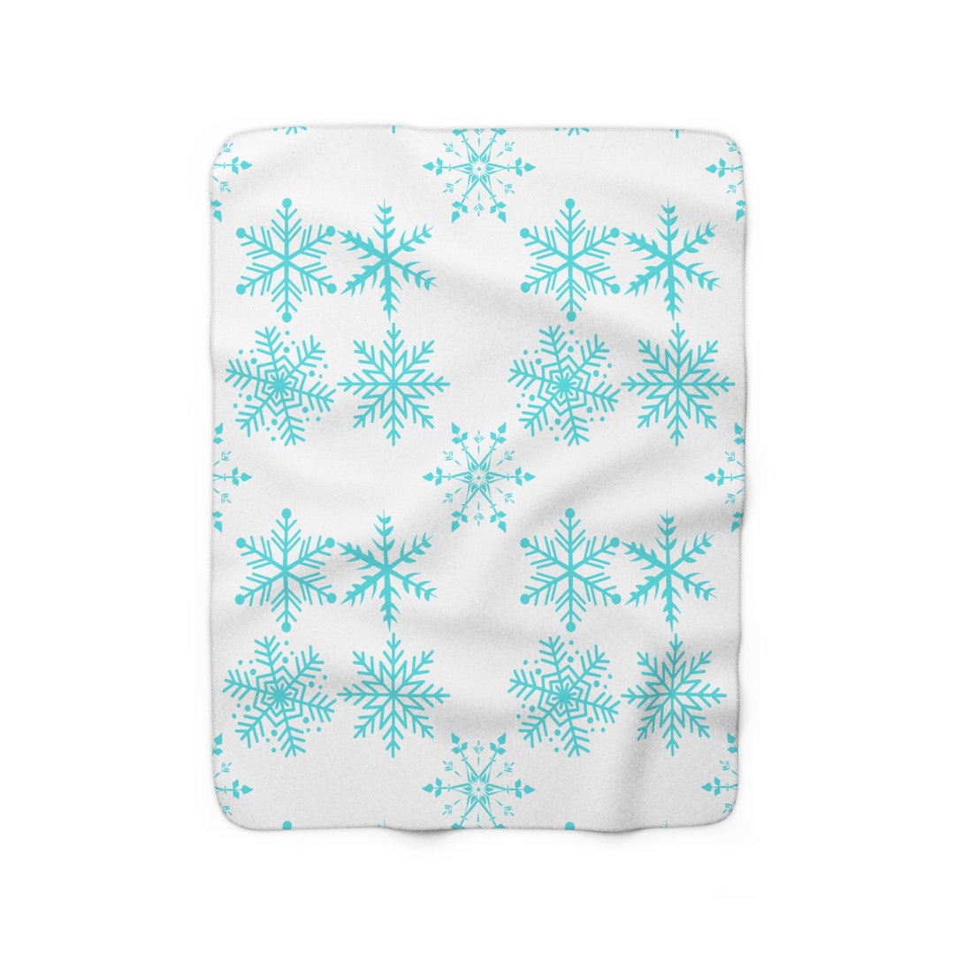 Sherpa Fleece Blue Snowflake Blanket - Etsy