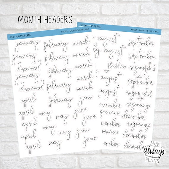 Month Headers Full Year Bullet Journal Always Fully | Etsy