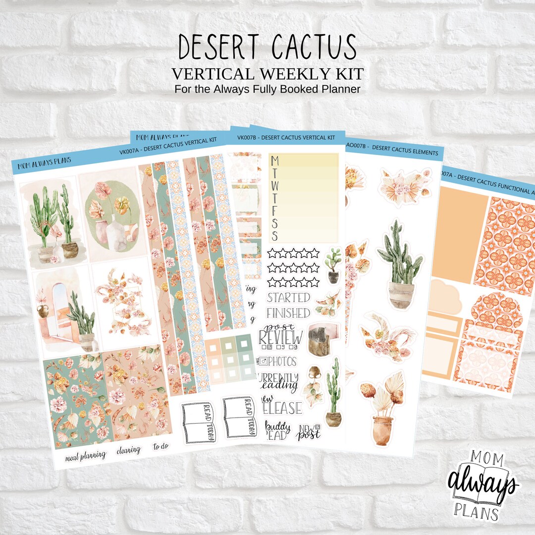 Desert Cactus - Vertical Weekly Kit - Planner Stickers (VK007) - Etsy