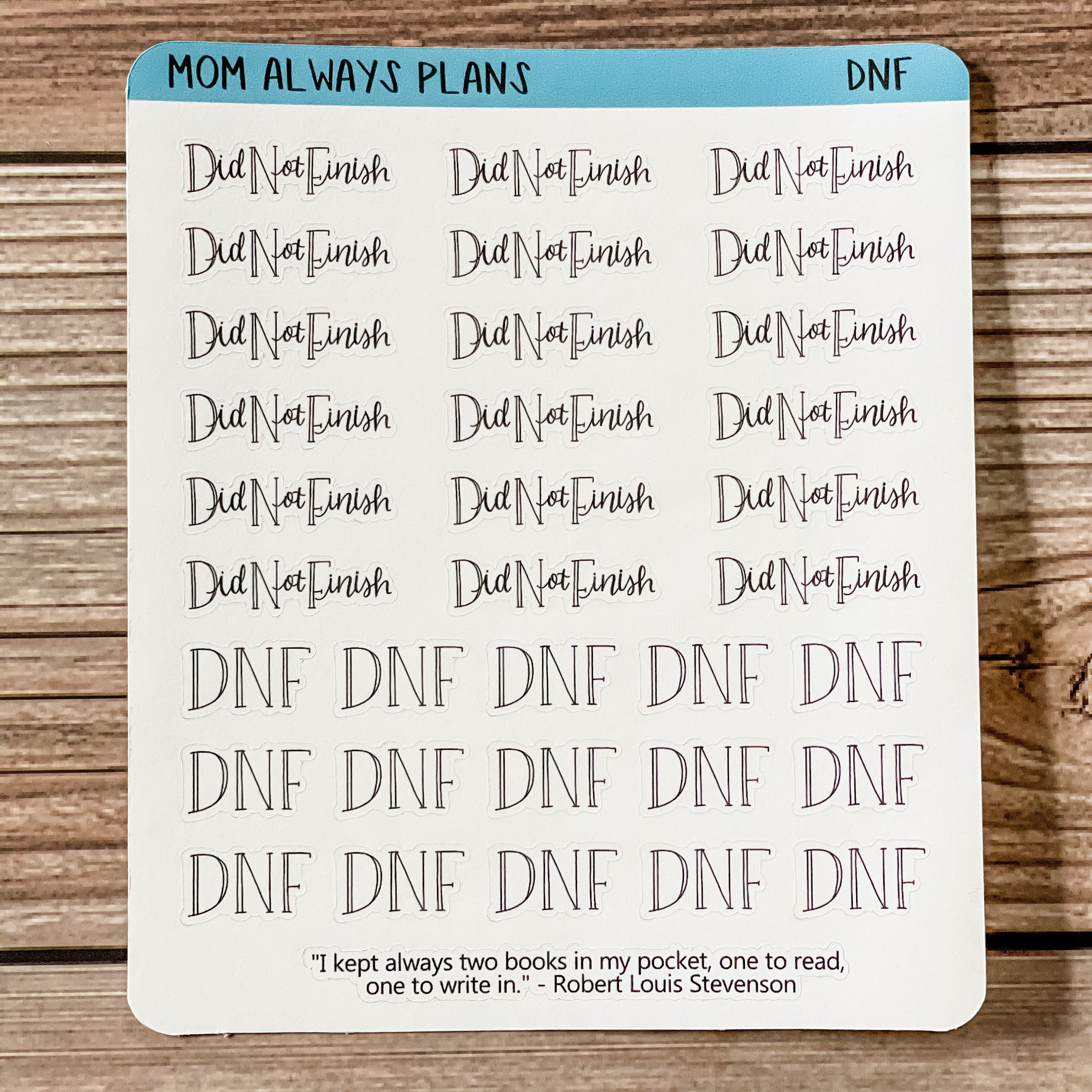 Did Not Finish DNF Planner Stickers - Etsy