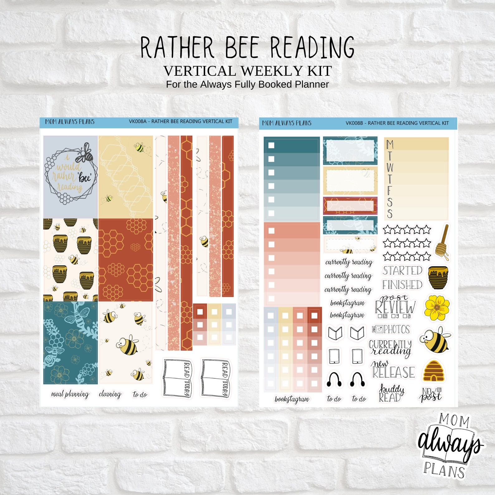 Rather Bee Reading Vertical Weekly Kit Planner Stickers - Etsy