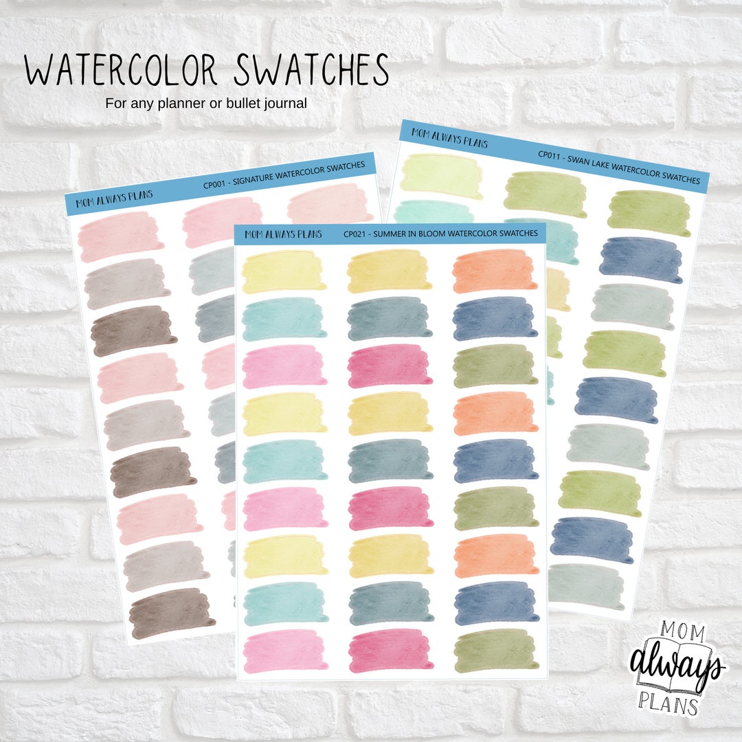 Watercolor Swatch Planner Stickers - Etsy