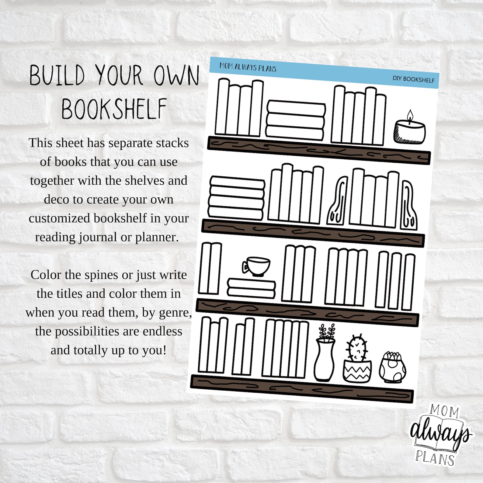 Build Your Own Bookshelf BYO Book Shelf Stickers - Etsy