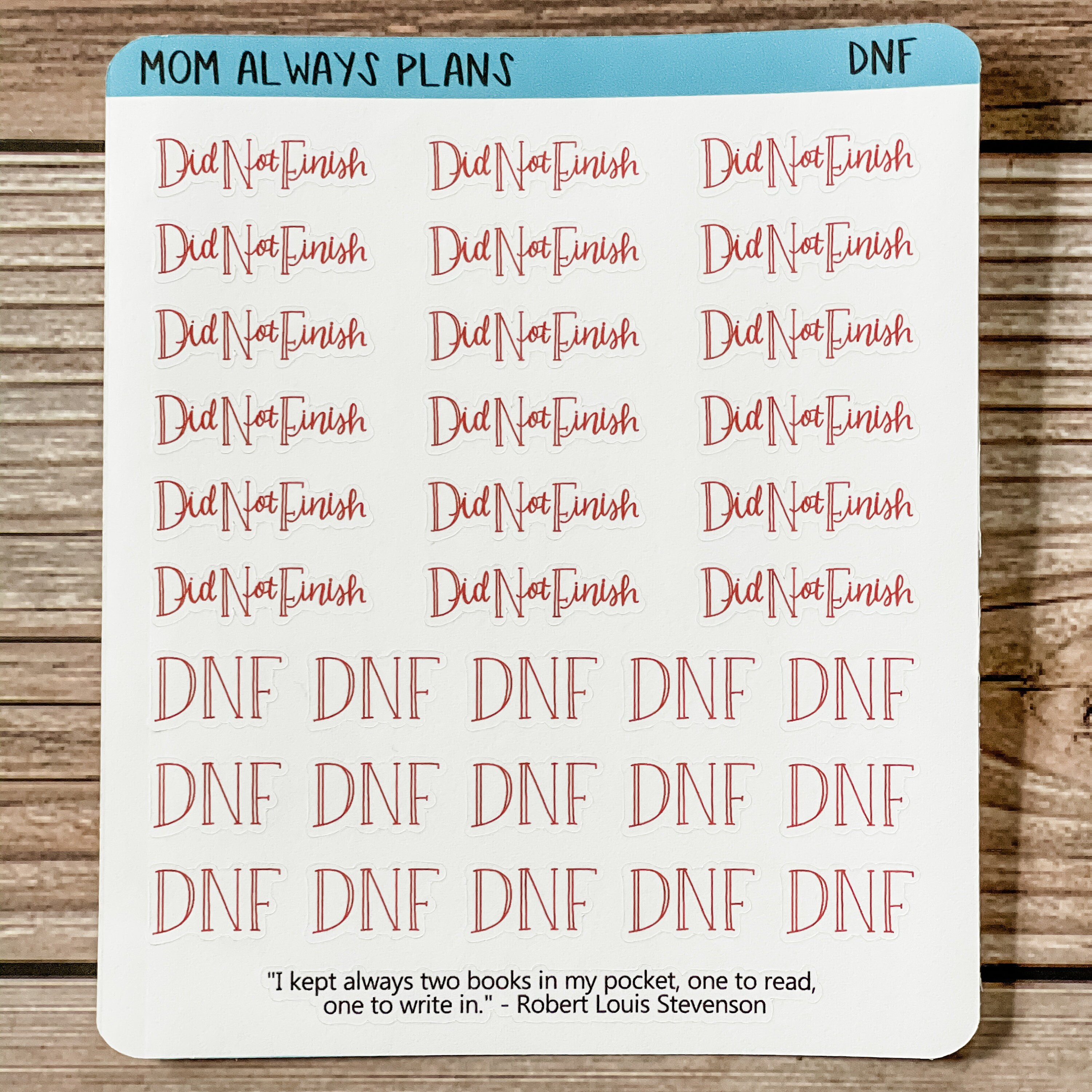 Did Not Finish DNF Planner Stickers - Etsy