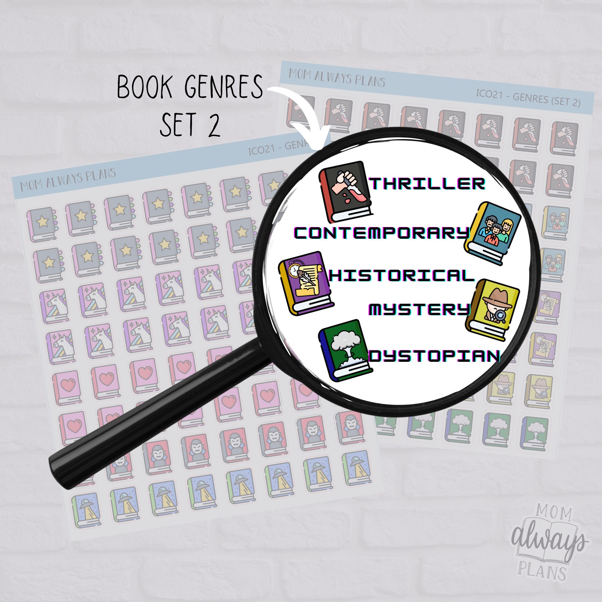 Book Genre Icons - Etsy