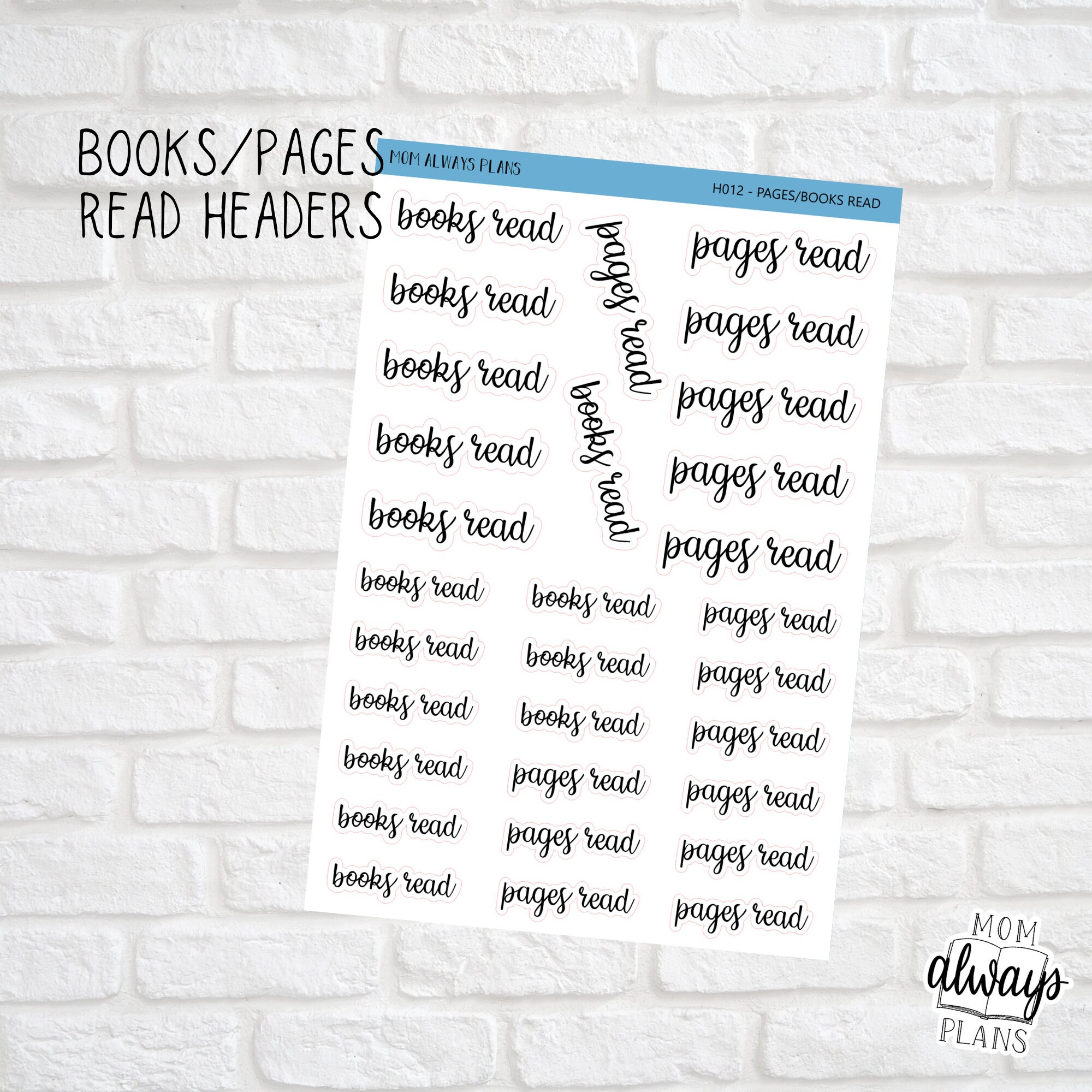 Books Pages Read Headers Bullet Journal Always Fully - Etsy