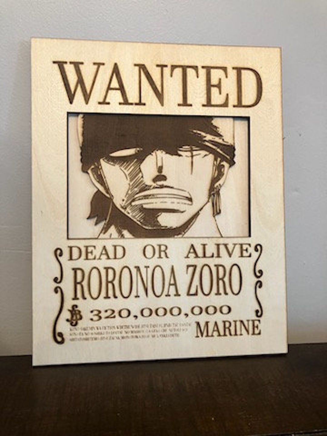 Roronoa Zoro 320,000,000 Bounty Poster 3D Picture Laser Engraved - Etsy