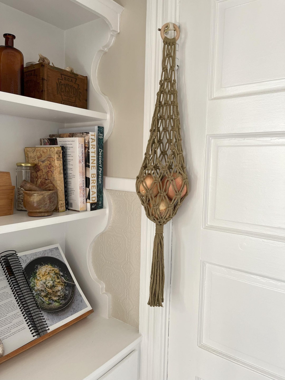 Macrame Produce Bag | Hanging Fruit and Vegetable Bag | Produce Hanger ...