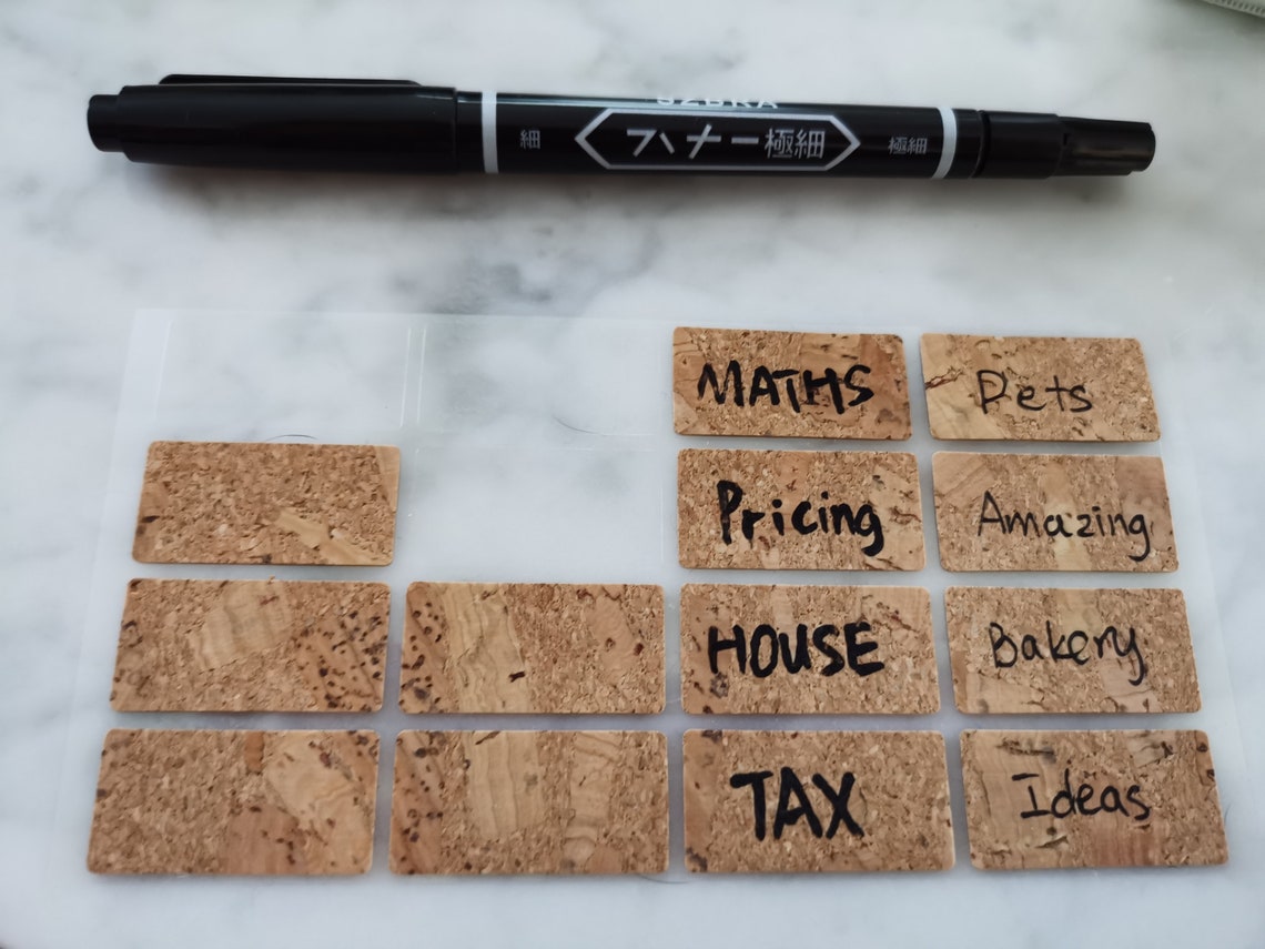 Self Adhesive Cork Label Variety Pack With a Marker Pen - Etsy