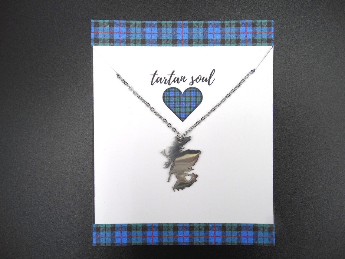 Scottish Map Heart Necklace Scotland Charm Pendant - Etsy