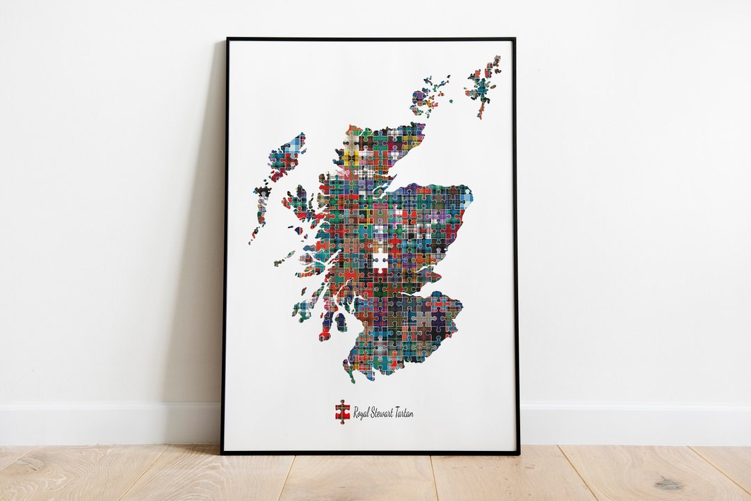 Personalised Clan Tartan Scottish Jigsaw Map Print | Customised Art ...