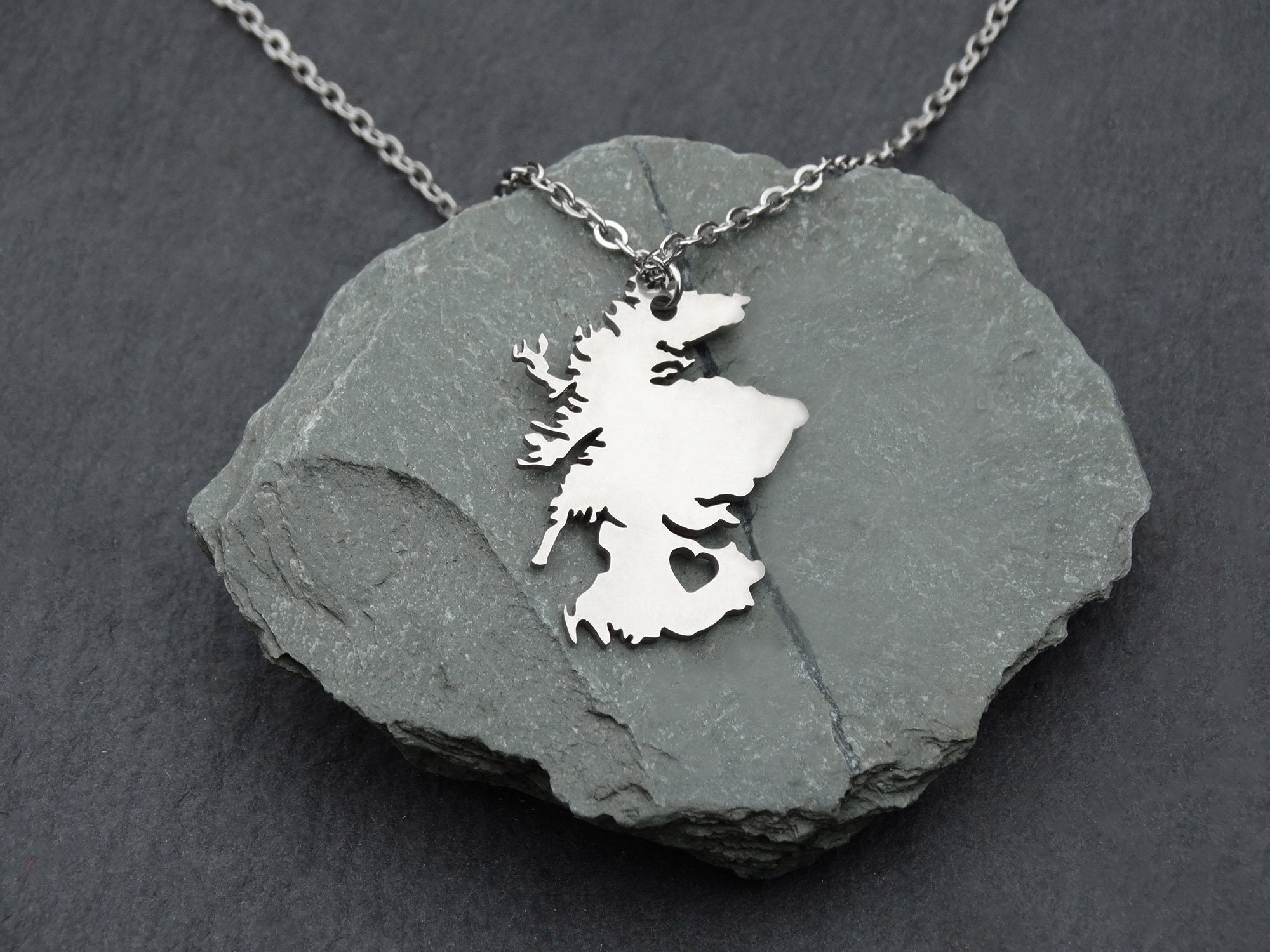Scottish Map Heart Necklace Scotland Charm Pendant - Etsy