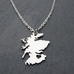 Scottish Map Heart Necklace | Scotland Charm Pendant | Stainless Steel ...