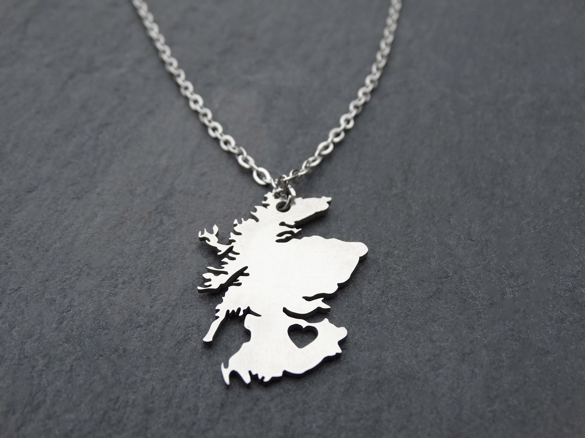 Scottish Map Heart Necklace Scotland Charm Pendant - Etsy