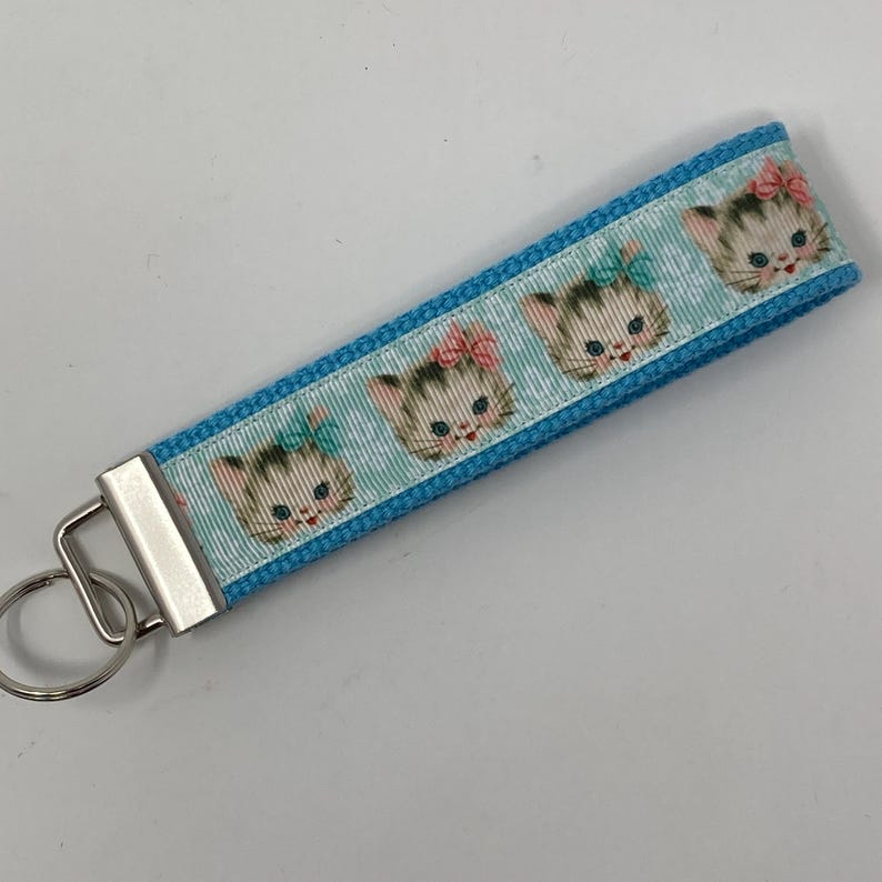 Vintage Kitten Cat Key Fob Wristlet Keychain Keyring, Birthday Gift - Etsy