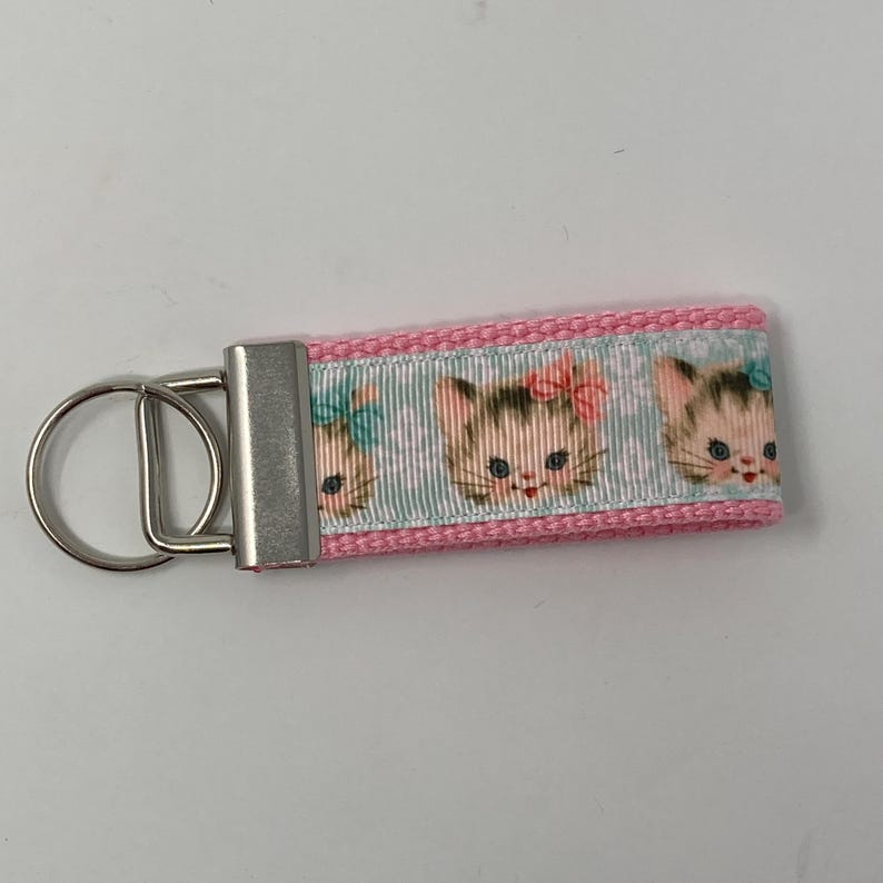 Vintage Kitten Cat Key Fob Wristlet Keychain Keyring, Birthday Gift - Etsy