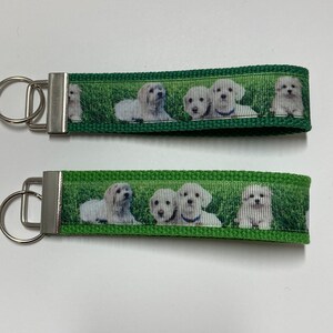 Bichon Frise, Bolognese, Contonese, White Dog Key Fob Wristlet Keychain ...