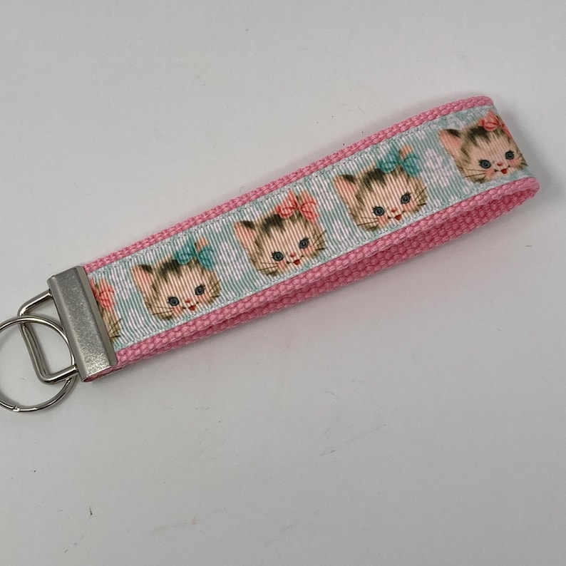 Vintage Kitten Cat Key Fob Wristlet Keychain Keyring, Birthday Gift - Etsy
