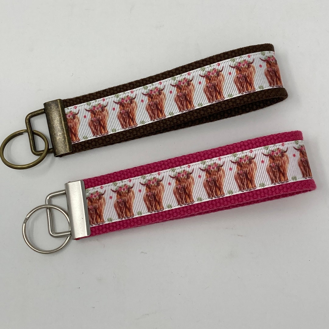 Highland Cow Key Fob, Wristlet Keychain Keyring - Etsy