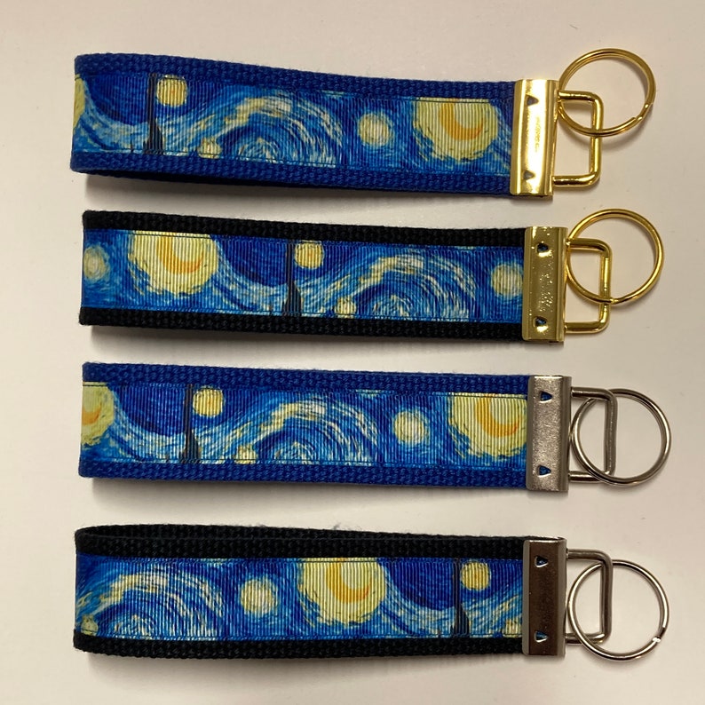 Van Gogh Starry Night Key Fob Wristlet Keychain Keyring - Etsy