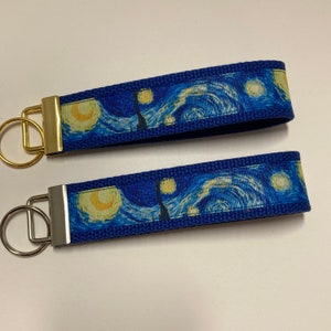 Van Gogh Starry Night Key Fob Wristlet Keychain Keyring - Etsy