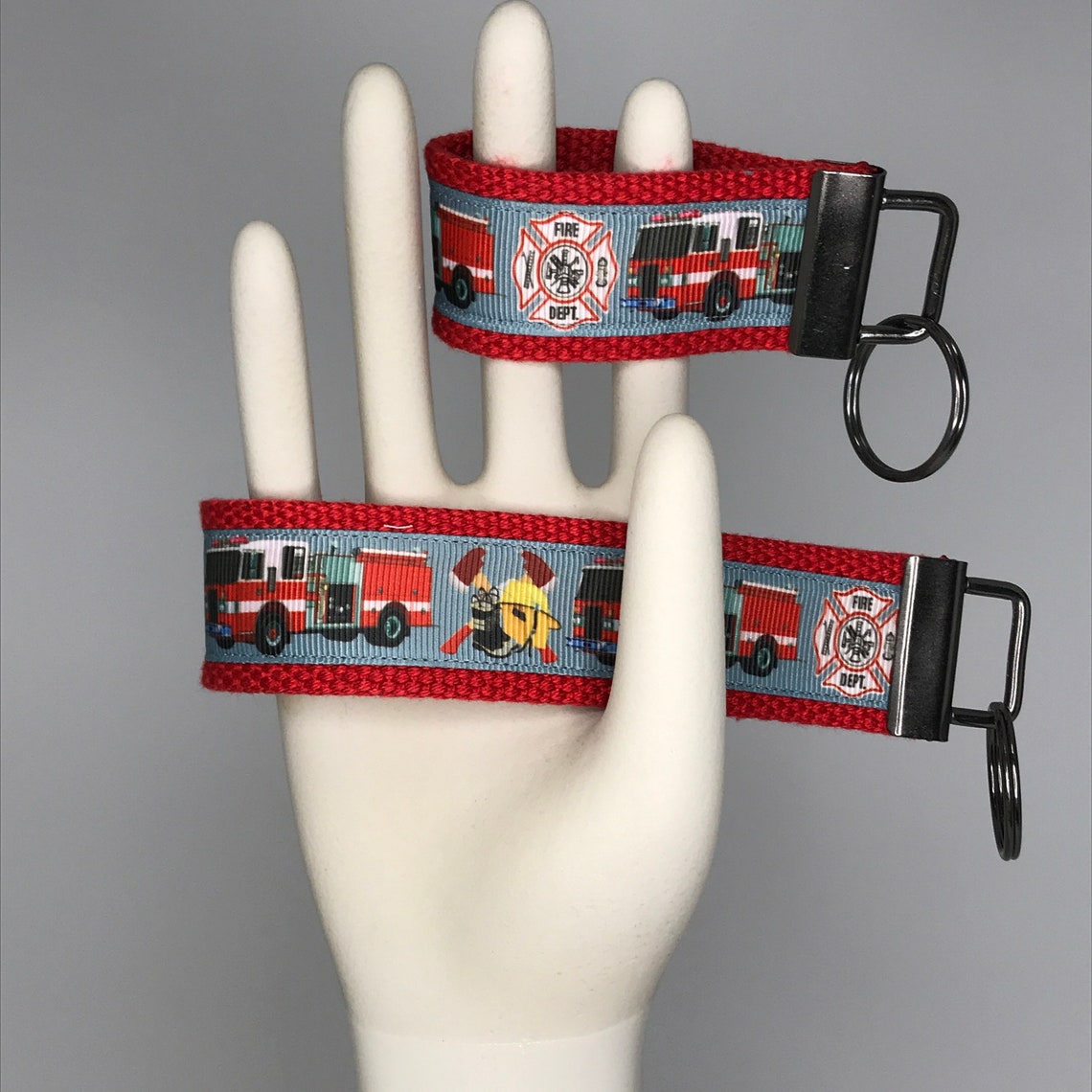 Fire truck fireman fire department Key Fob Wristlet Keychain | Etsy