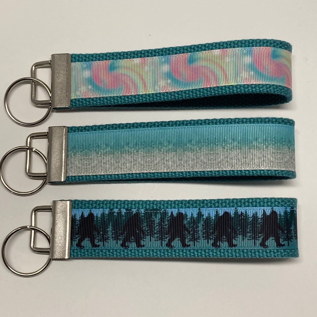 Mostly Teal Key Fob Wristlet Keychain Keyring, Including Palm Trees ...