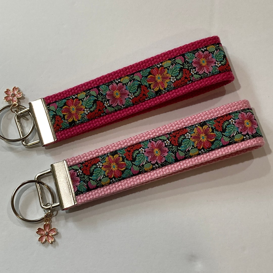 Wildflowers Jacquard Ribbon Key Fob Wristlet Keychain Keyring - Etsy