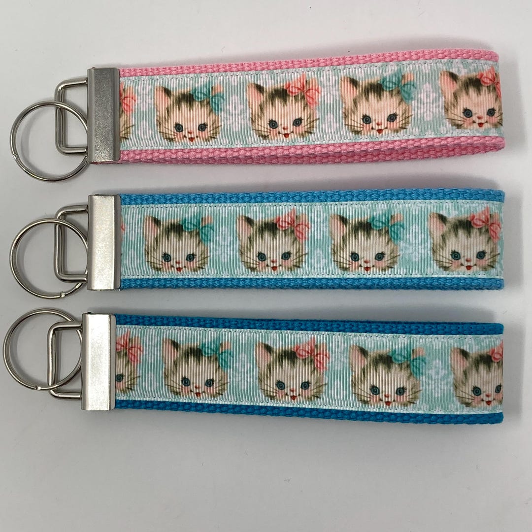 Vintage Kitten Cat Key Fob Wristlet Keychain Keyring, Birthday Gift - Etsy