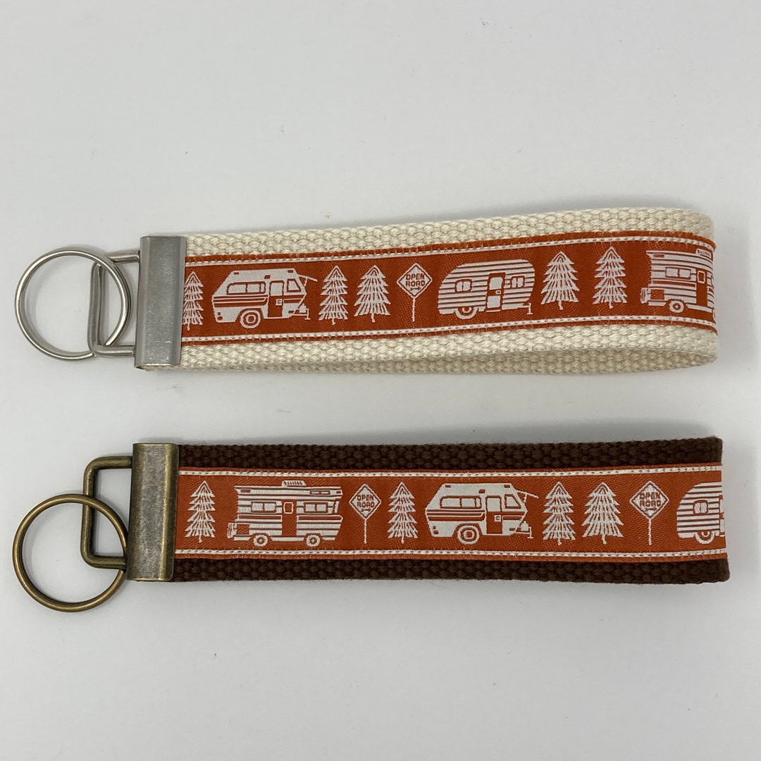 Camper, RV, Travel Trailer, Burnt Orange Key Fob Wristlet Keychain ...