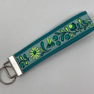 Teal Berries, Birds and Bees Key Fob Wristlet Keychain Keyring, Tula ...