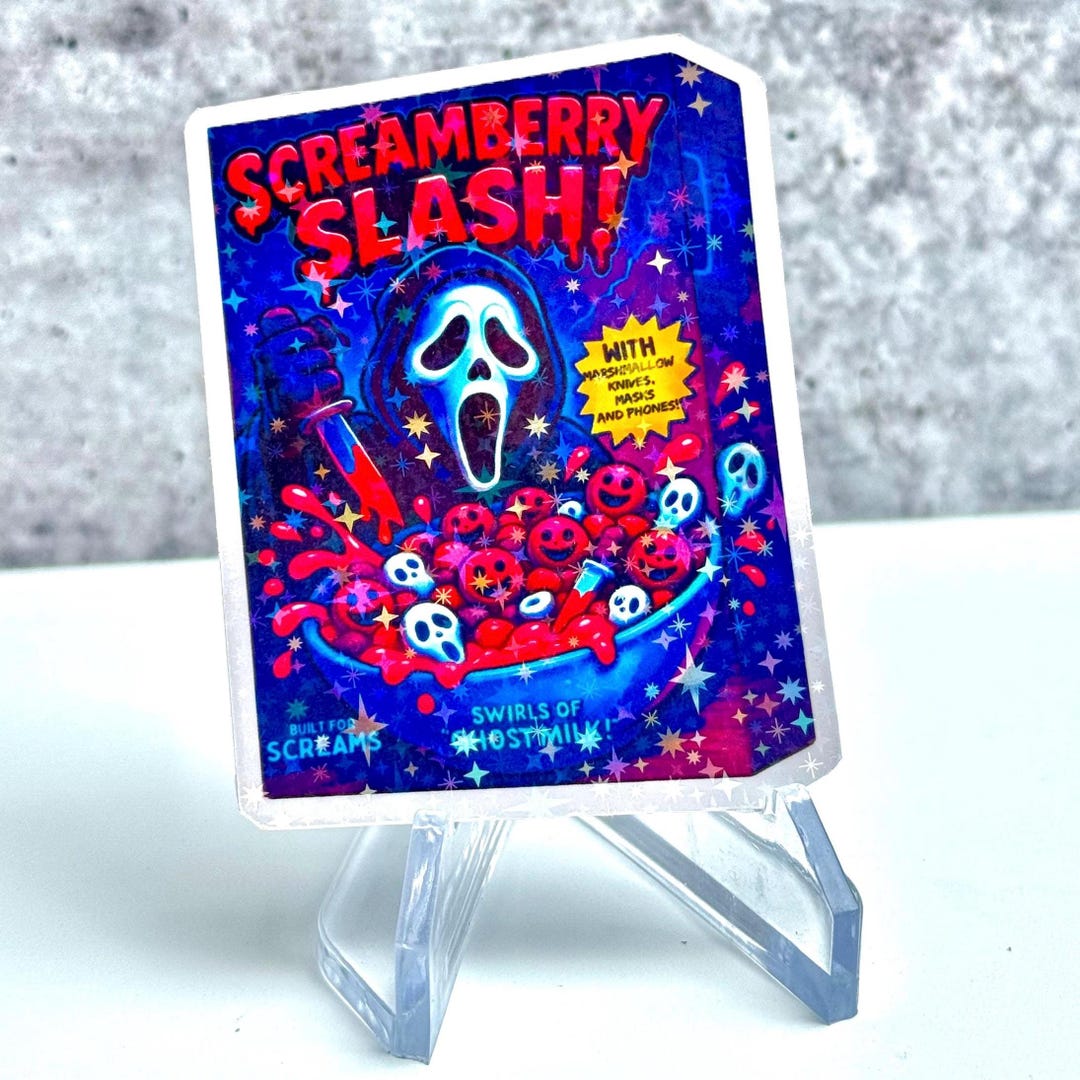 Holographic Ghostface Screamberry Slash Sticker | Horror Cereal Box ...