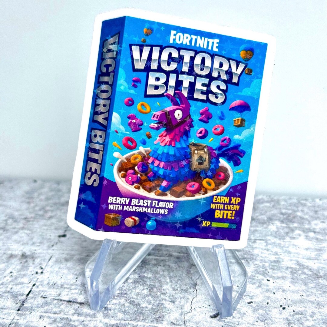 Holgraphic F Nite Inspired Victory Bites Cereal Box Sticker – Llama ...